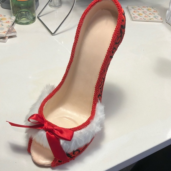 Unbranded | Dining | Retro Wine Bottle Shoe Brocade Red With White Faux ...